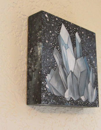 Original Art – Watercolor & Acrylic Painting on Wood – 4″x4″ – Space Quartz – Art by Savannah ...